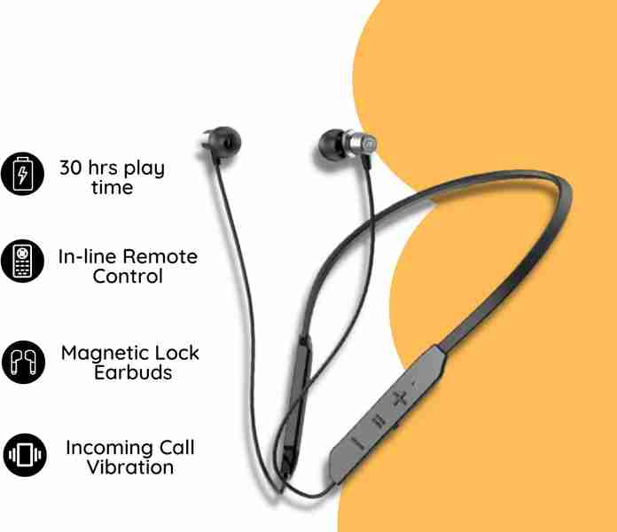 BT Max Neckband v5.0 Bluetooth Wireless In Ear Earphones With Mic 30Hrs ...