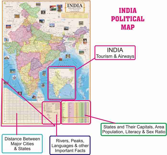 (PACK OF 7)INDIA AND WORLD POLITICAL AND PHYSICAL ENGLISH WALL MAPS & CONSTITUTION AND HISTORY ...