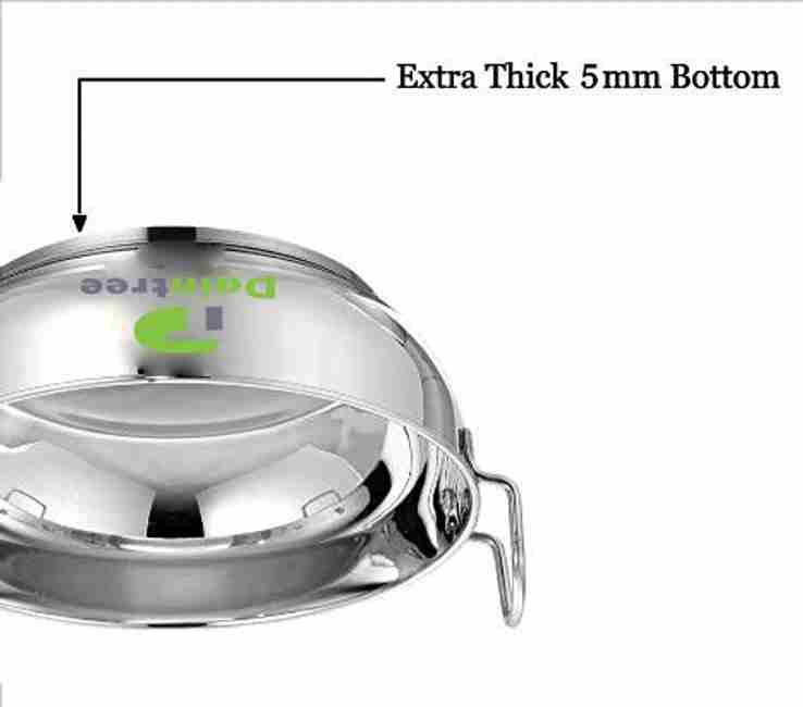 Stainless Steel Kadai induction base Kadai (4100 ml Silver) Kadhai 28 ...