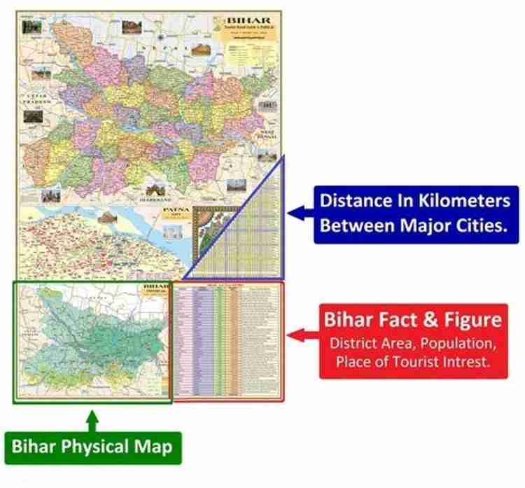 (Set of 3 Map) Bihar Map, India Map and World Map. in English Language ...