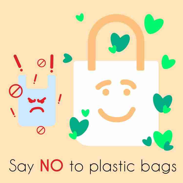 say no to plastic bags |save environment|NO plastic| Paper Print ...