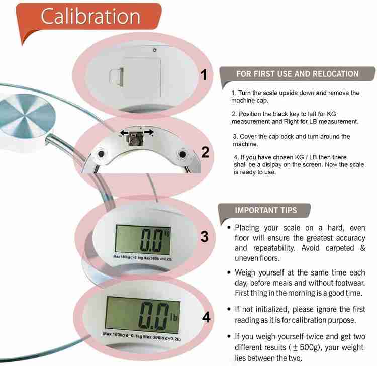 Qoibito Personal Weight Machine 8mm Thick Round Transparent Glass ...