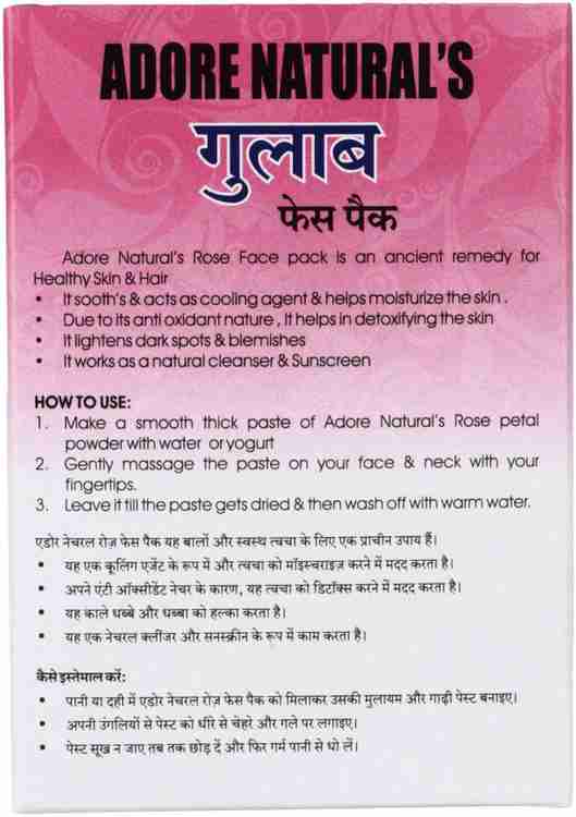 Adore Natural's Adore Natural Rose Face Pack. - Price in India, Buy ...