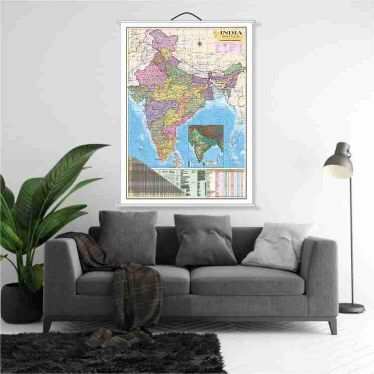 Madhya Pradesh Map & India Map. (Laminated, Rollup) in English Language ...