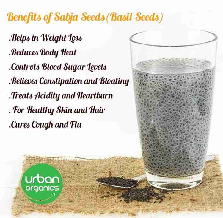 Urban Organics Basil Seeds / Tukmariya / Sabja / Bapji Seed for Protein ...