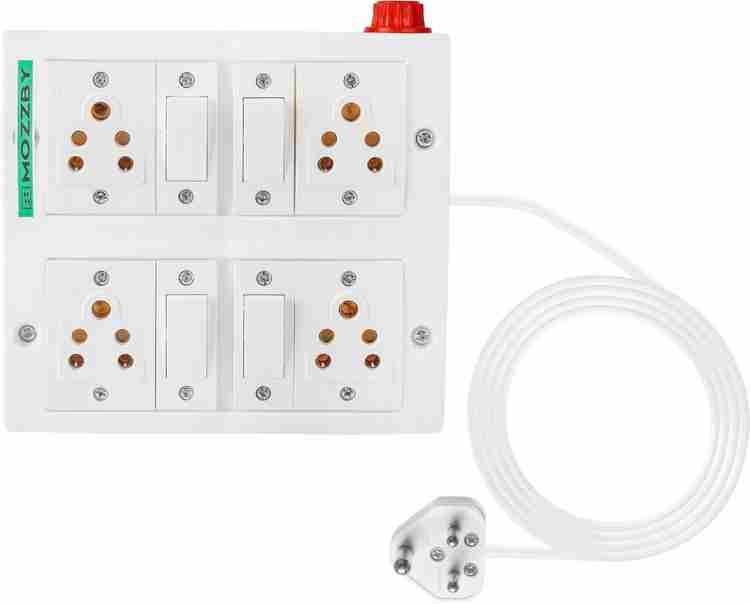 MOZZBY 4 Sockets+Switches With Fuse and 8 Meter (1.5) MM Long Wire 6 ...