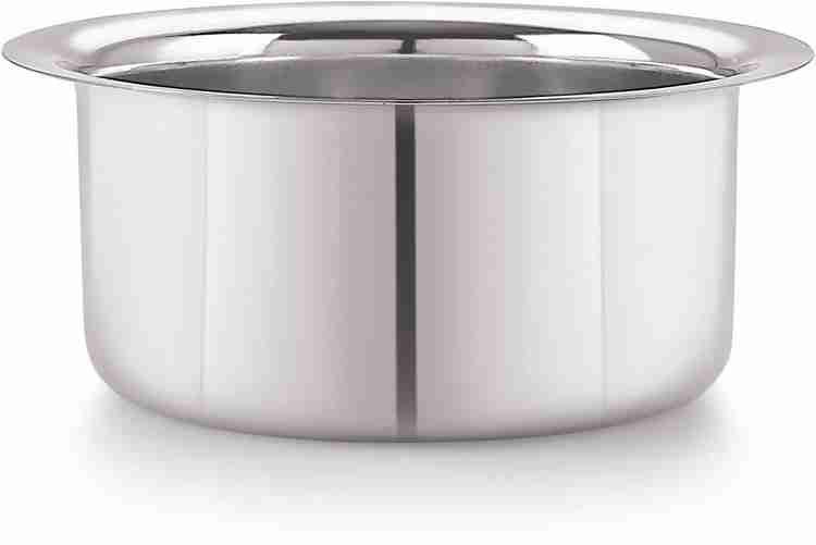 Stainless Steel 22 Gauge Patila Flat Bottom Tope with Lid 1 L capacity ...