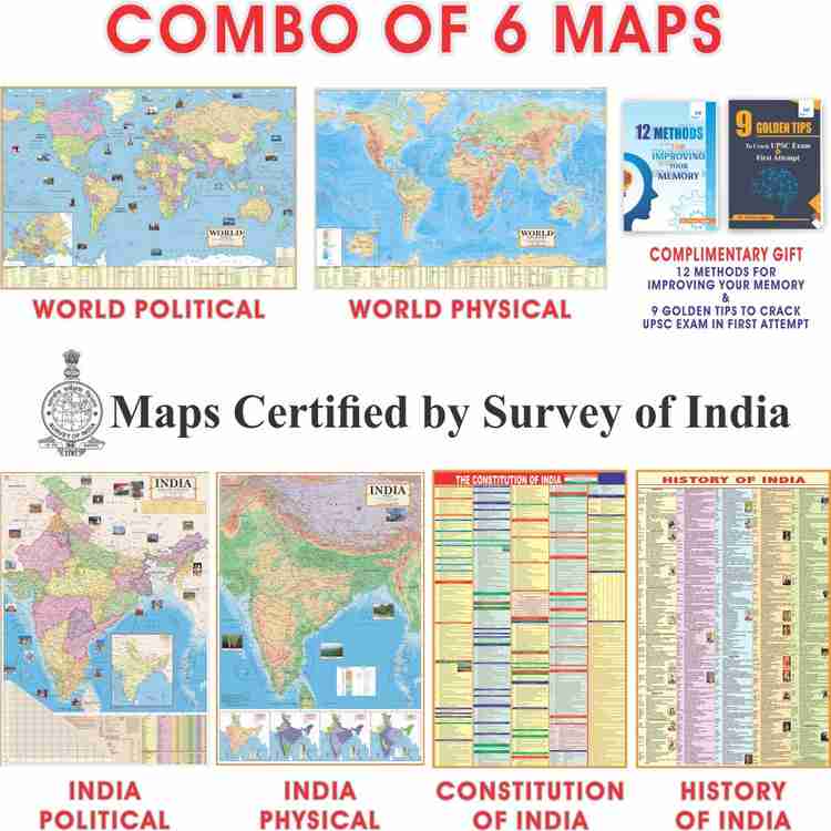 MAPS FOR UPSC (PACK OF 6 MAPS/CHAR) COMPLIMENTARY GIFT | INDIAN ...