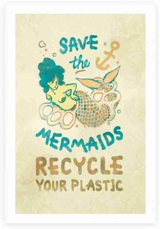 Save The Mermaids Recycle Your Plastic Canvas Room, Office, Wall Decor ...
