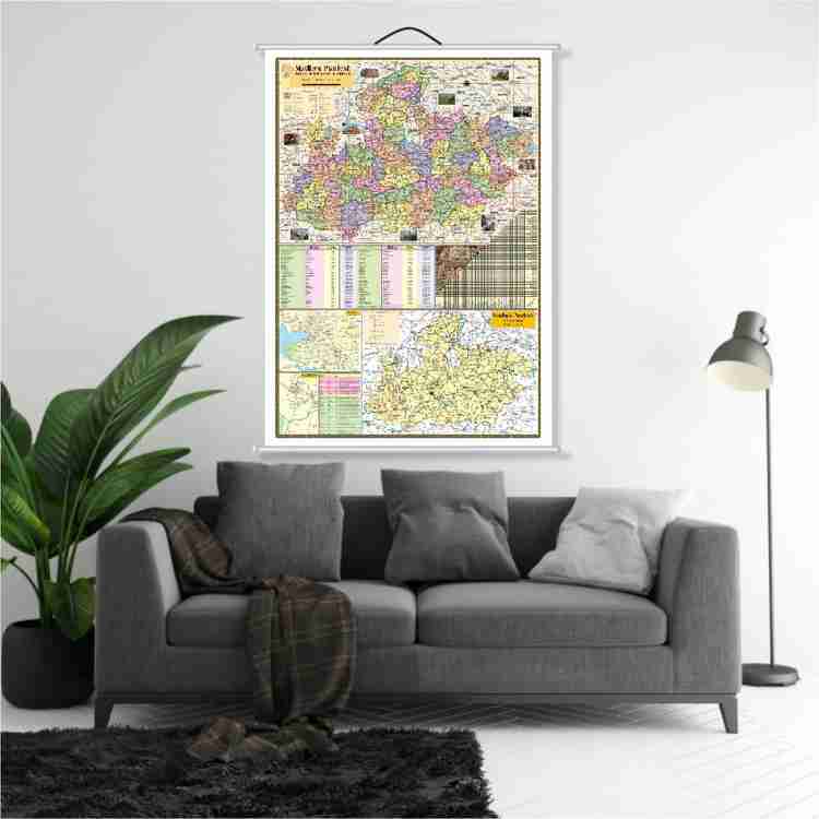 Madhya Pradesh Map & India Map. (Laminated, Rollup) in English Language ...