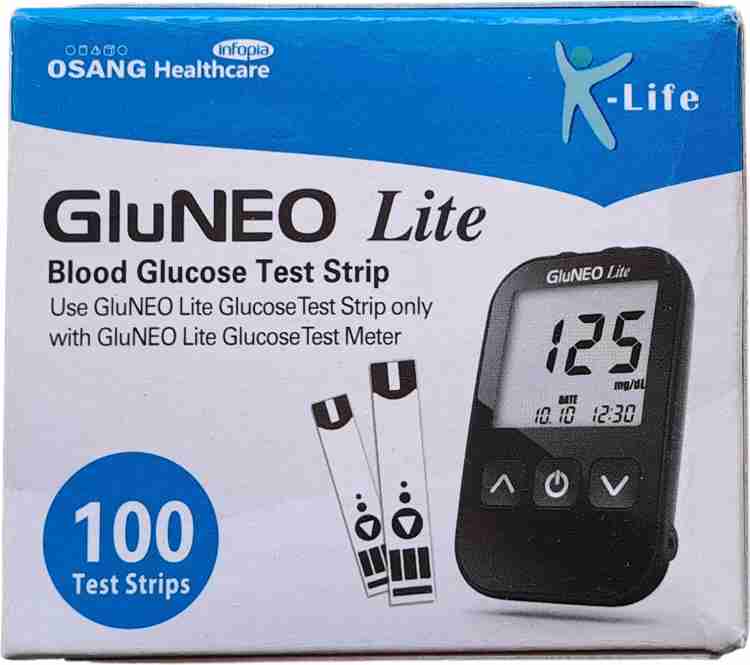 Glu GluNeo Lite 100 Strips Exp:June 2024 100 Glucometer Strips Price in ...