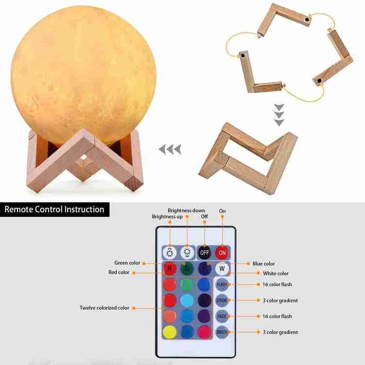 3D USB Rechargeable Moon Lamp Real Moon Light Color Changing Sensor ...