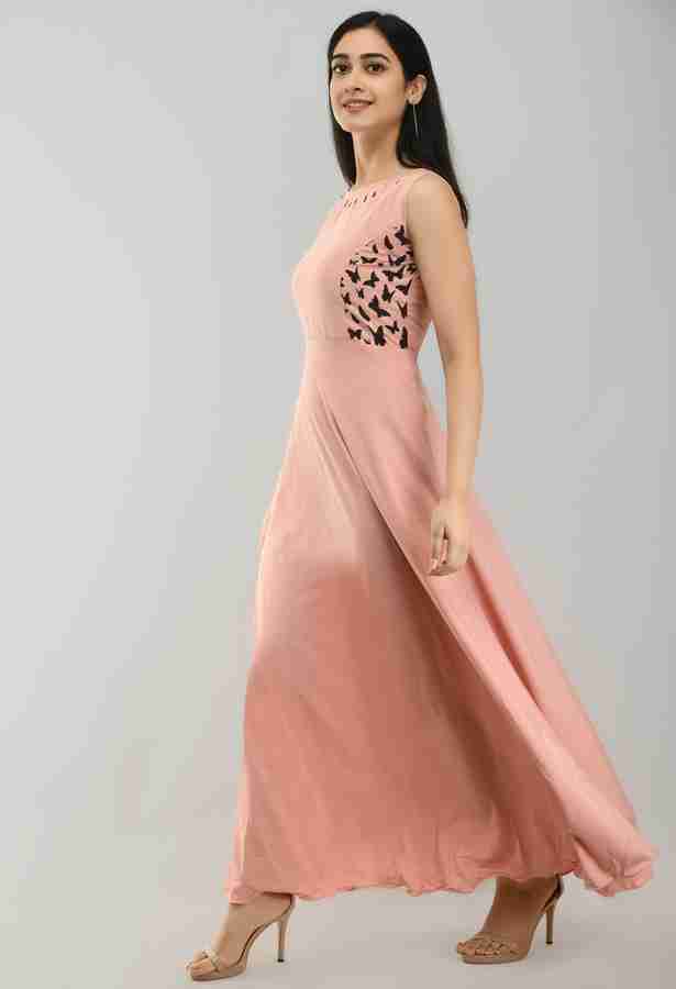 inna Women Gown Pink Dress - Buy inna Women Gown Pink Dress Online at ...