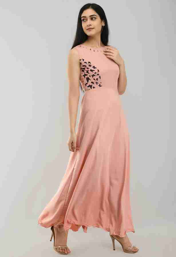 inna Women Gown Pink Dress - Buy inna Women Gown Pink Dress Online at ...