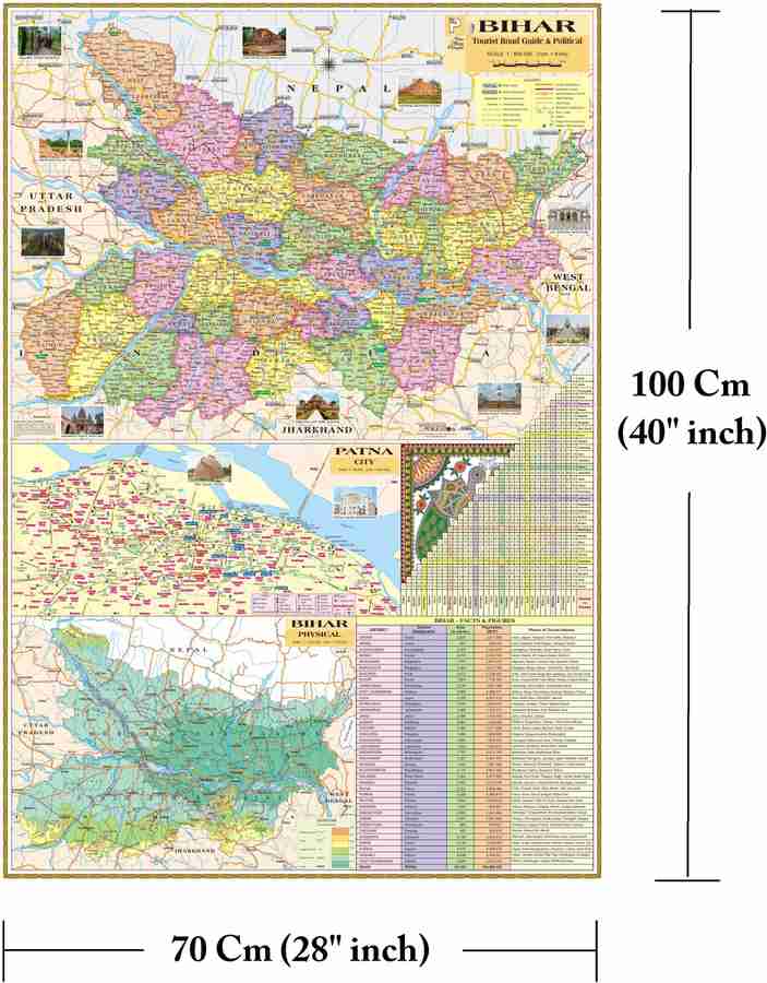 (Set of 3 Map) Bihar Map, India Map and World Map. in English Language ...