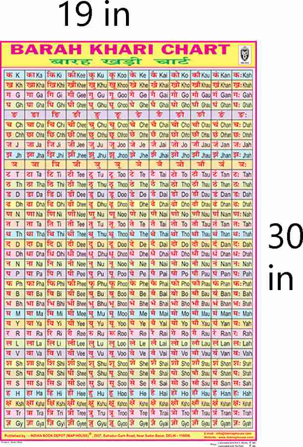 Hindi Barah Khari Chart Without Pvc Rollers| Study/Classroom Chart ...