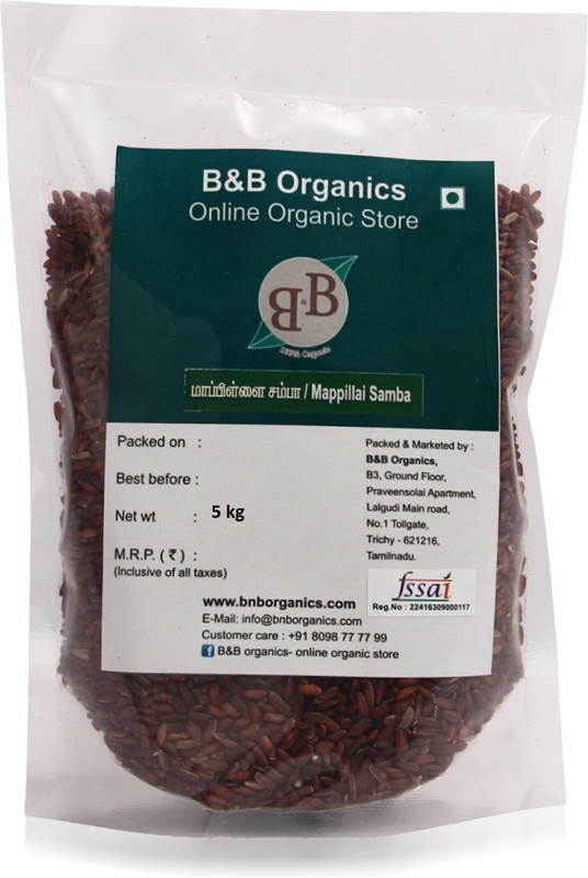 B&B Organics Red rice- Mappillai samba Red Boiled Rice (Medium Grain ...