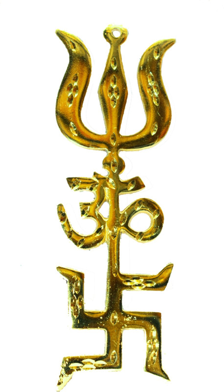 Buy divya shakti Trishakti Yantra Swastik Om Trishul Original Brass 6 ...