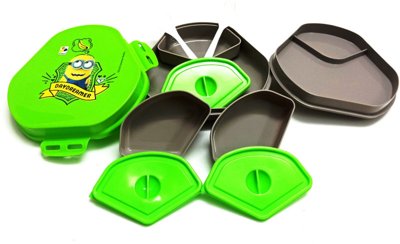 Buy AMBICA Three Way Lock Double Decker Lunch Box In minion design With ...