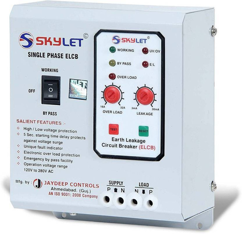 Buy SKYLET Single Phase ELCB + RCCB with ADJUSTABLE OVERLOAD (up to 32A ...