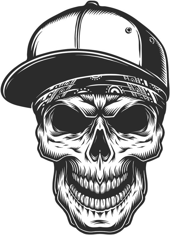 Smiling Skull With Cap Wall Poster Sticker Motivational Poster Funky ...