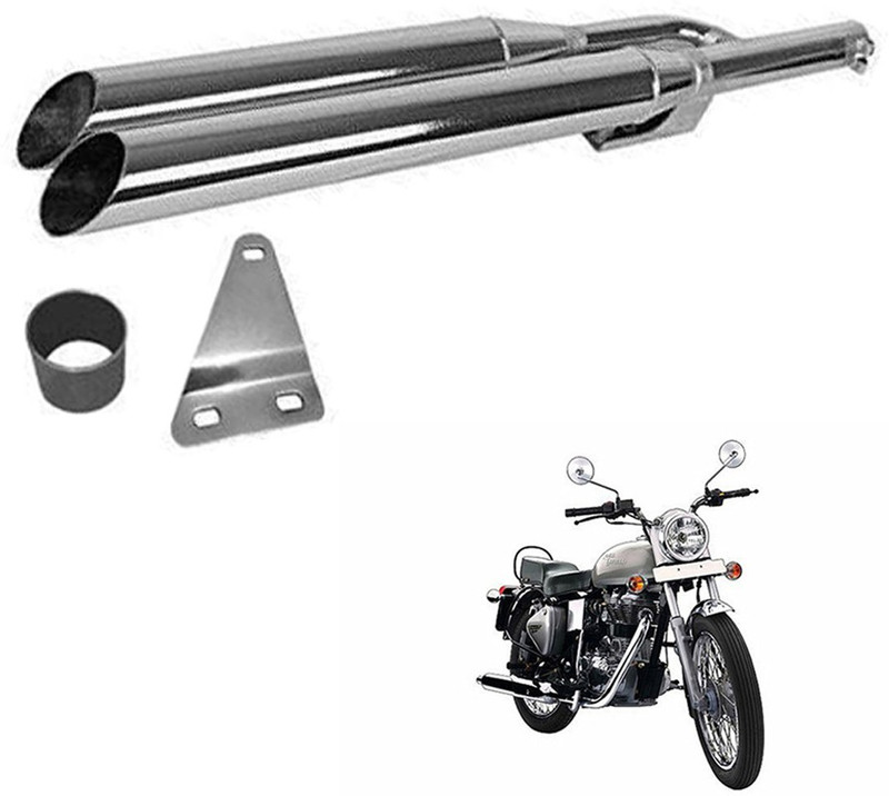 Buy Dhe Best Double Barrel Full Chrome Empty Royal Enfield 350 Twin Spark Full Exhaust System ...