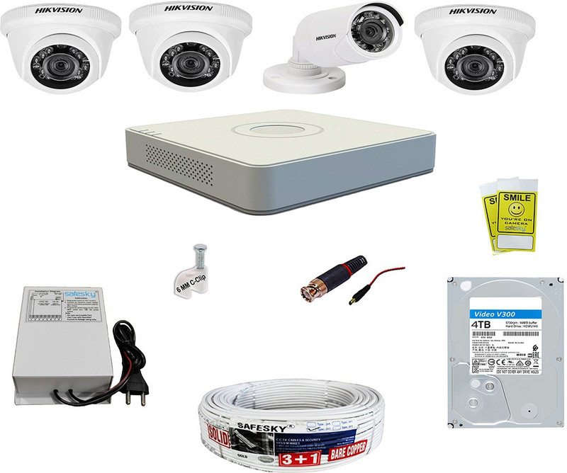 Buy Safesky Hikvision 4-Chennal CCTV Security Surveillance System Full ...
