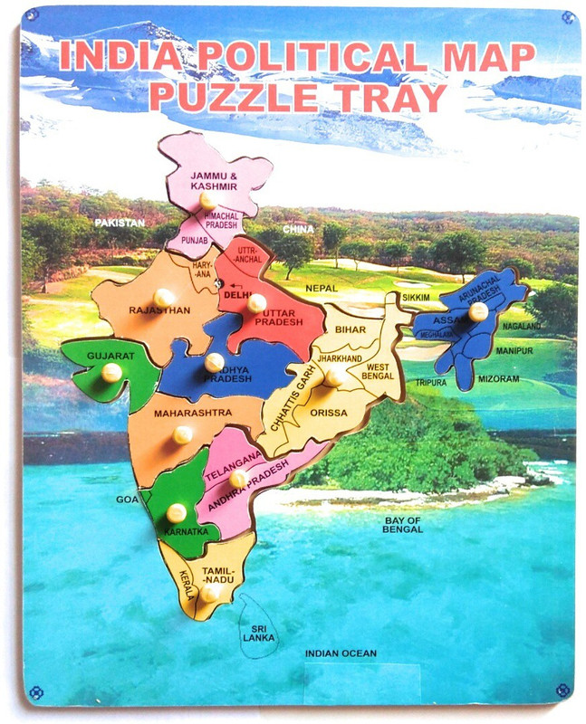 Futurez Key Wooden Political Map Of India Puzzle Board Knob ...