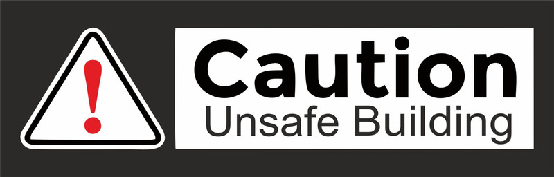 Signever Caution Unsafe Building Sign Board For Factory Lodges Banks ...
