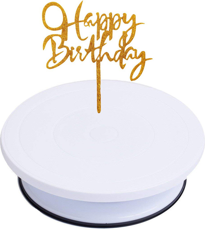 Buy Shopoholic Happy Birthday Theme Glitter Cake Topper with Cake Turn ...