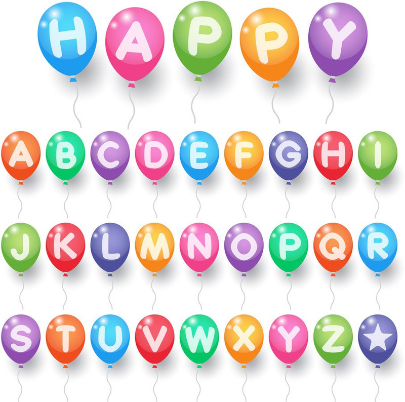 English Alphabet In Baloon Poster For Kids Alphabest Posters Number ...