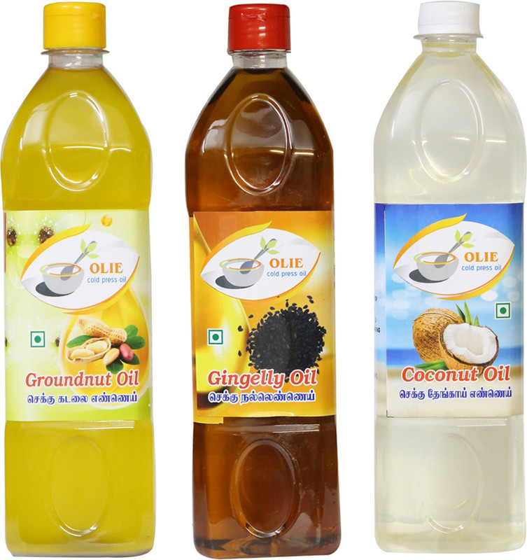 Buy Olie Chekku cold pressed Gingelly oil 1lit \ Coconut oil 1lit ...