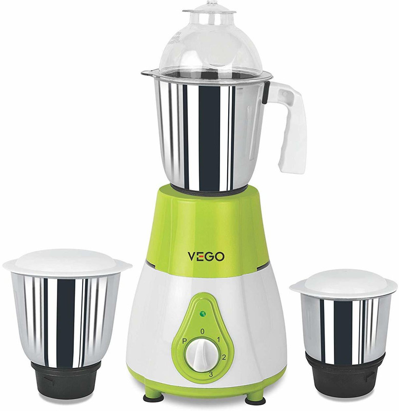 Vego Brio 500 watt mixer grinder 230 Mixer Grinder (3 Jars, White/Green ...