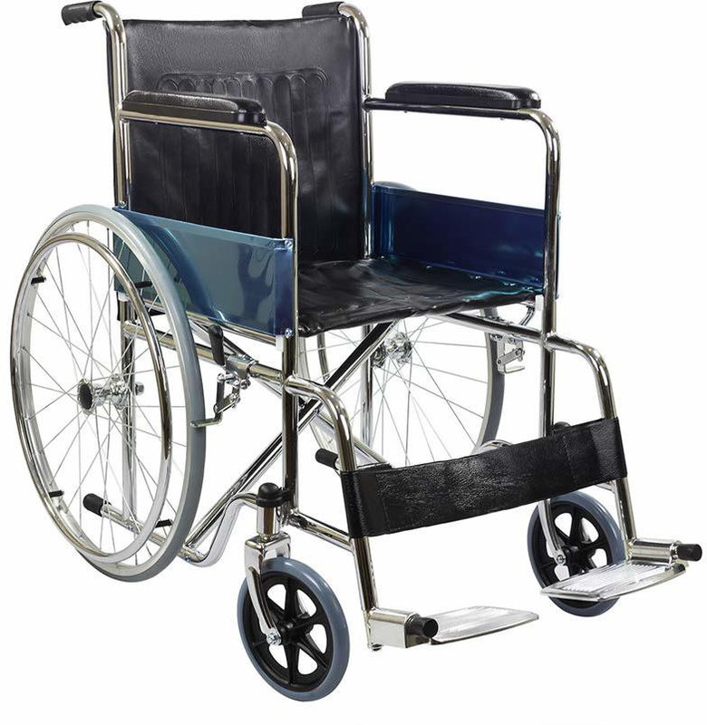 Buy VMS Careline Pneumatic Wheel Regular Foldable Wheelchair with ...
