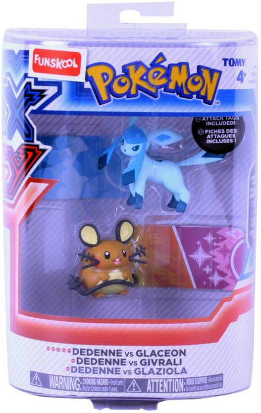 FUNSKOOL Pokemon 2 Pack Action Figures - Dedenne vs Glaceon - Pokemon 2 ...