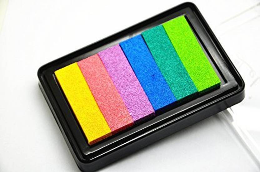 MINILUJIA Rainbow color inkpad Children's fingerprints inkpad color box ...