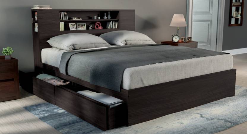 Urban Ladder Covelo Headboard Storage Engineered Wood Queen Drawer Bed