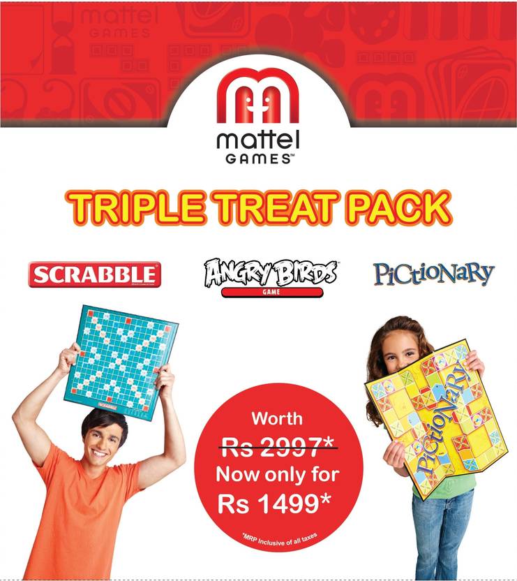 Mattel Games - Scrabble Pictionary Angry Birds - Triple Treat Pack ...