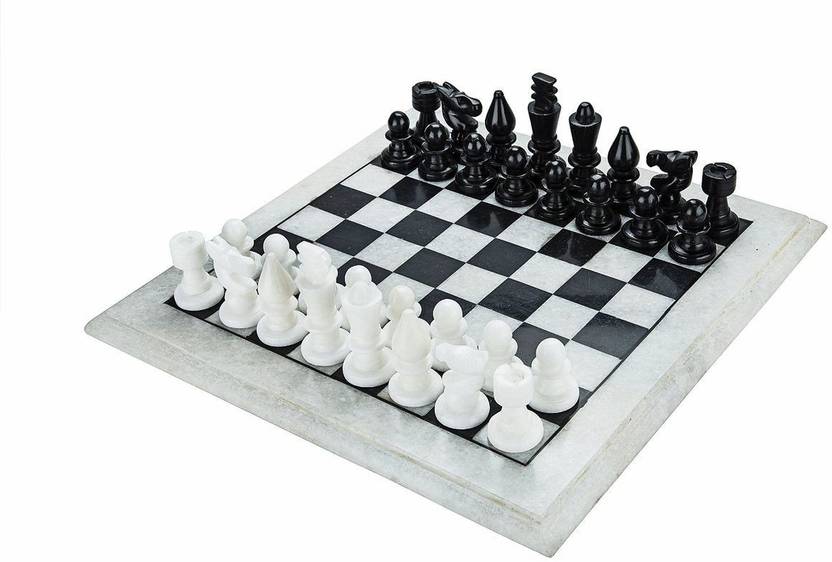 Pooja Creation White Marble Chess Board with marble goti 12 inch ...