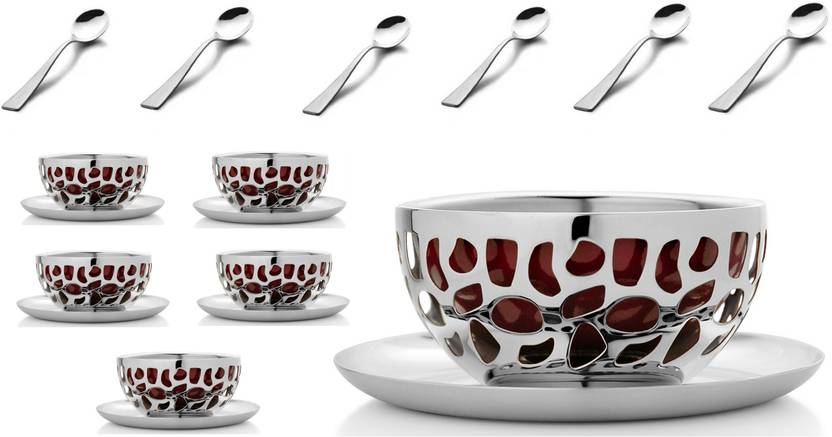 Magppie Pack of 18 Stainless Steel Aura Dinner Set Price in India - Buy ...