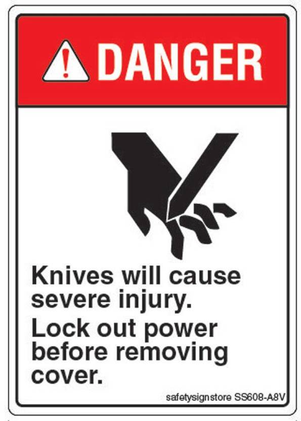Safety Sign Store Danger: Knives Will Cause Severe Injury Emergency ...