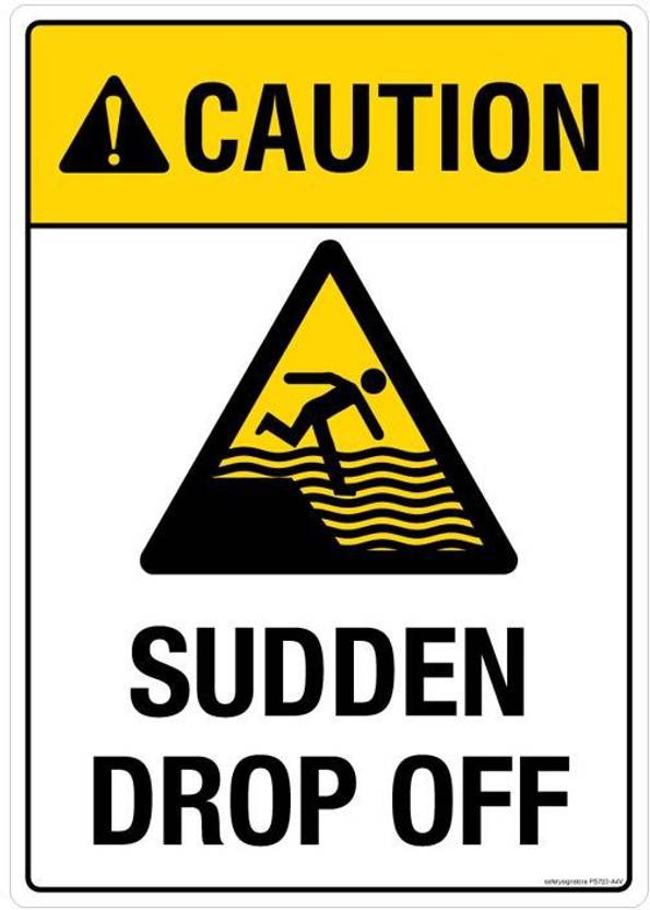 Safety Sign Store Caution: Sudden Drop Off Emergency Sign Price in ...