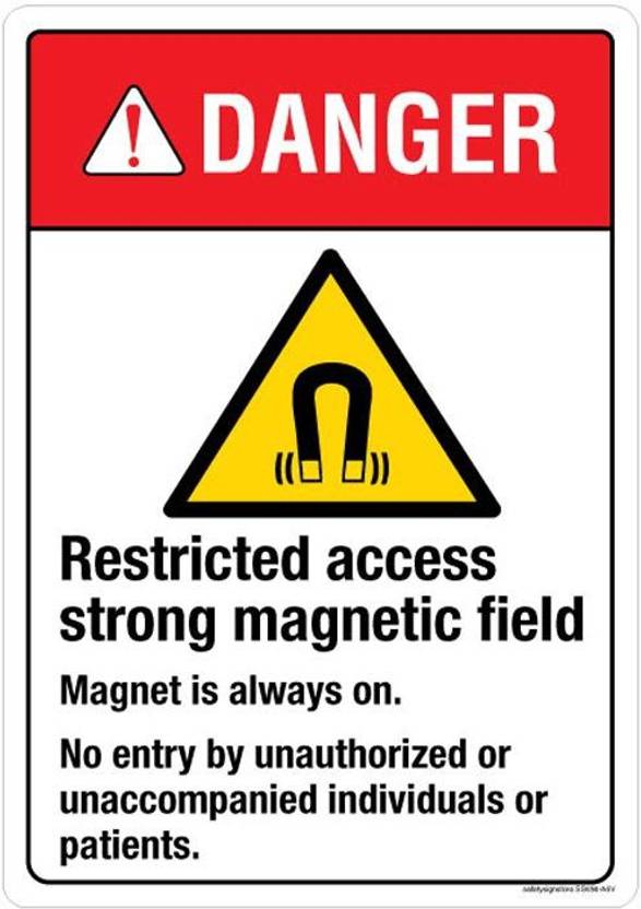 Safety Sign Store Danger: Restricted Access. Strong Magnetic Field ...