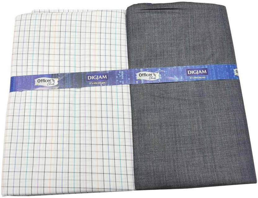 Digjam Cotton Blend Checkered Shirt & Trouser Fabric Price in India ...