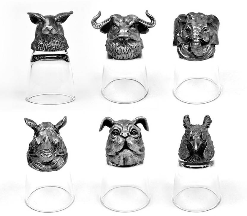 Trove (Pack of 6) Animal Head Shot Glasses,50ml,Set of 6-Combo 01 Glass ...