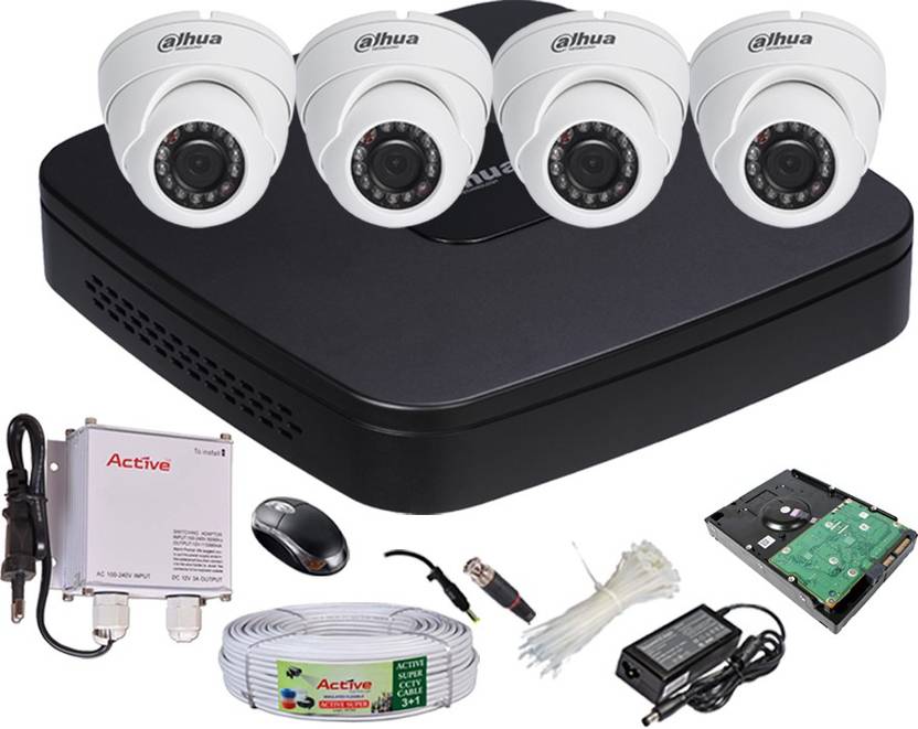 DAHUA HDCVI Full Combo, HDCVI Dome IR Camera 4Pcs + Active Cable + 1TB ...
