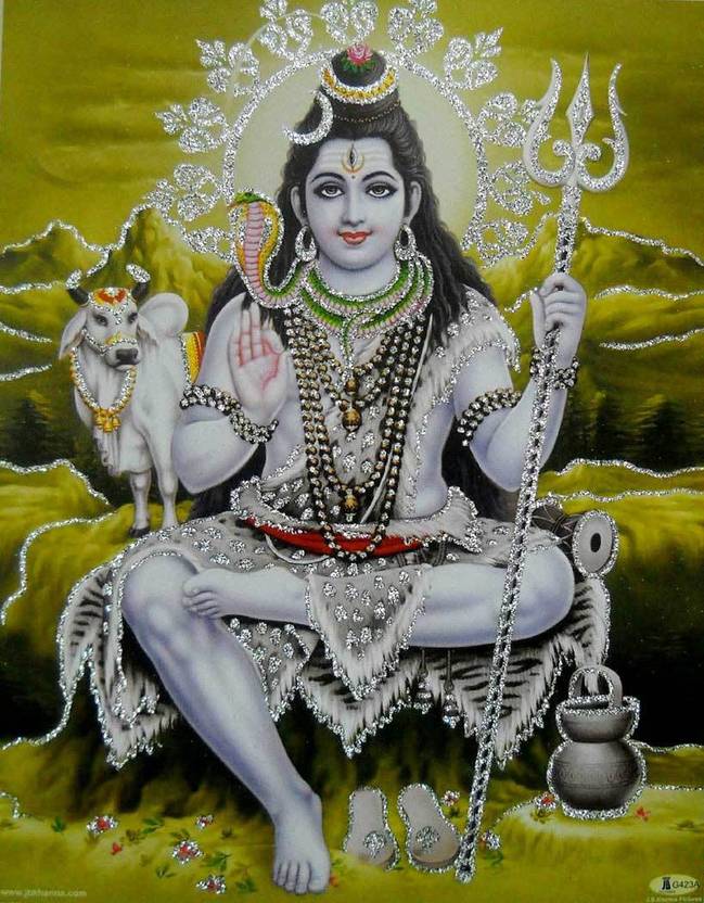 Lord Shiva/ Shivji/ Hindu God Poster with Glitter -reprint on paper ...