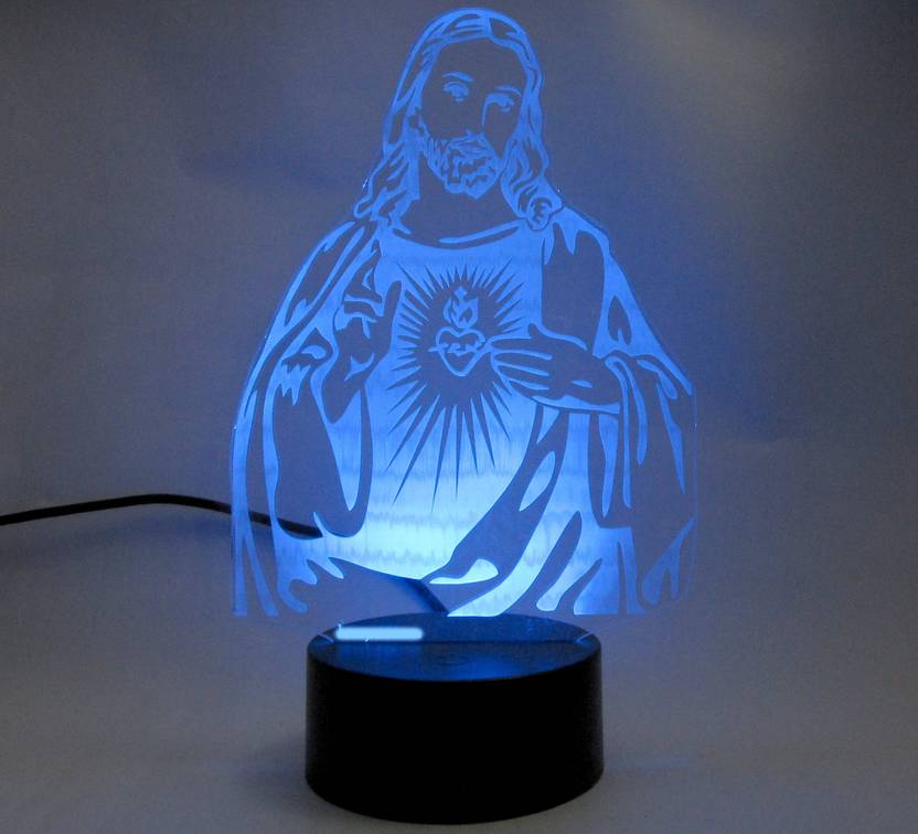 varna crafts Lampees 3D Illusion Jesus Led Night Lamp Price in India ...