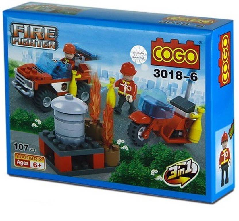 ToysBuggy Cogo Fire Fighter Block Set - 3018-6 - Cogo Fire Fighter ...