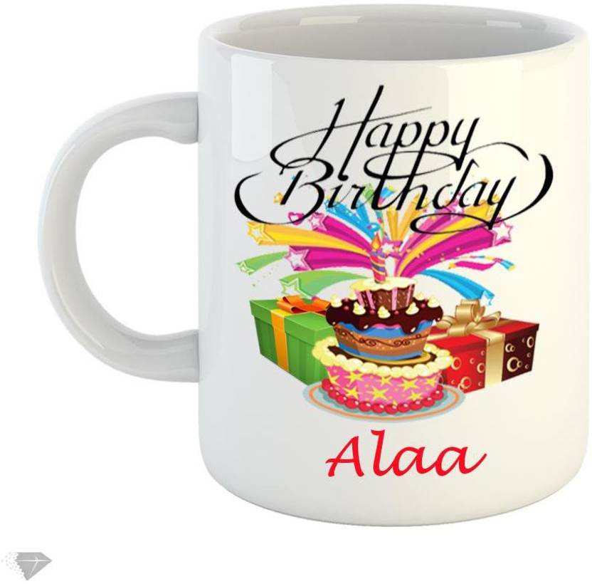 REINDEER Happy Birthday Alaa 350ml white ceramic Ceramic Coffee Mug ...